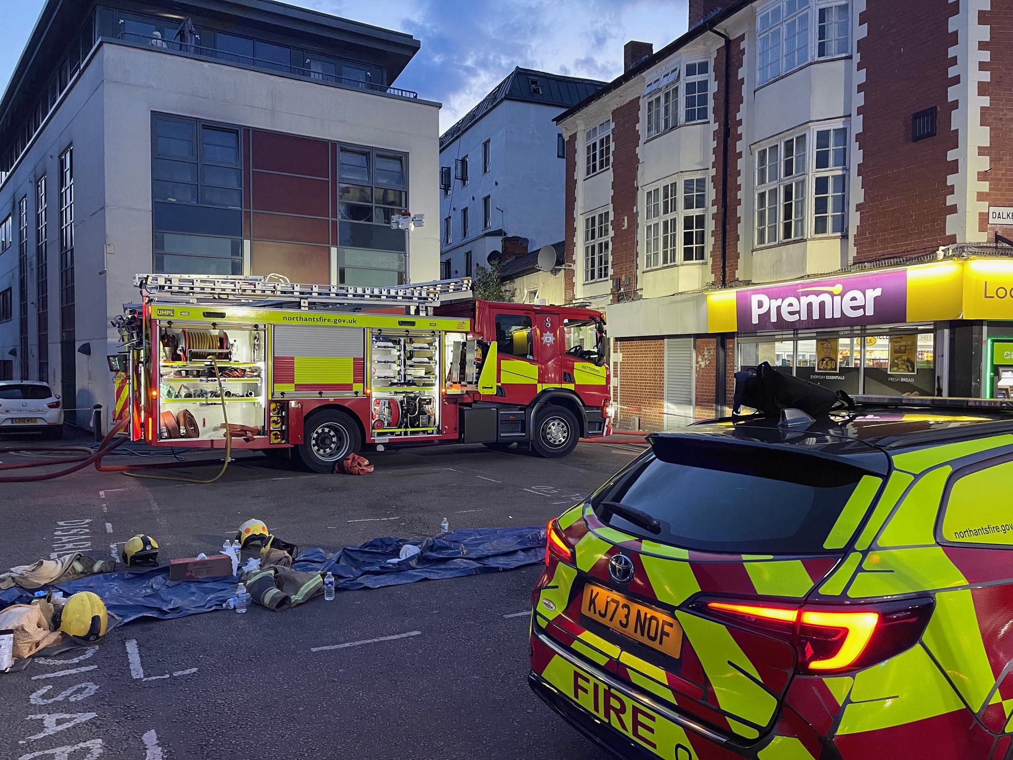 Fire crews deal with blaze at six-storey building in Kettering town ...