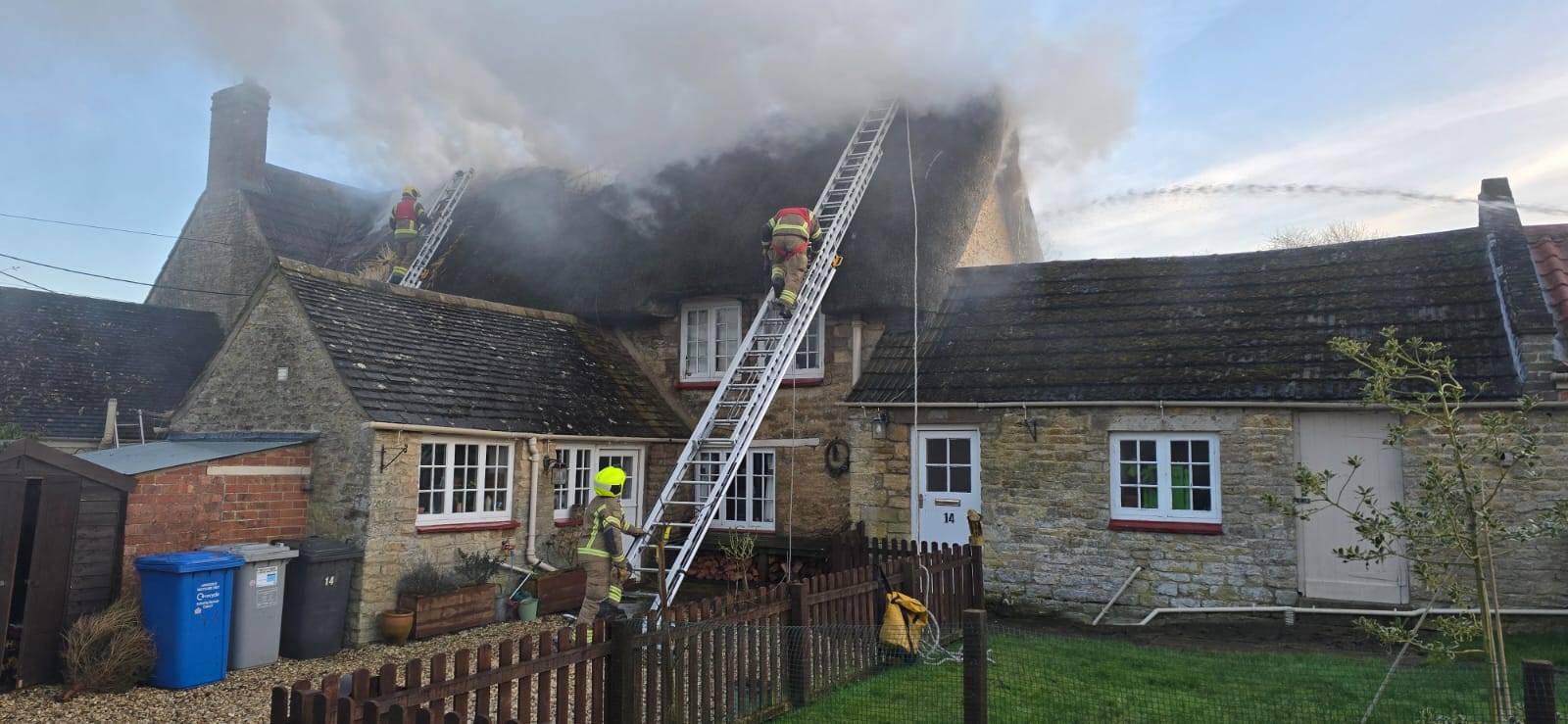 Crews tackle thatched roof house fire in Grafton Underwood ...